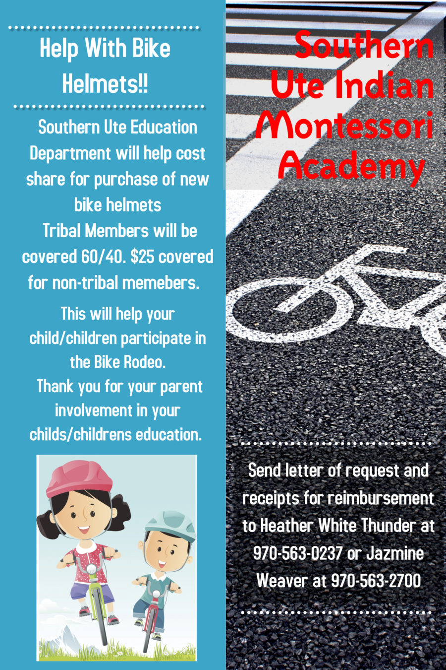 Helmet flyer – Southern Ute Indian Montessori Academy